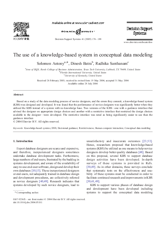 (PDF) The use of a knowledge-based system in conceptual data modeling