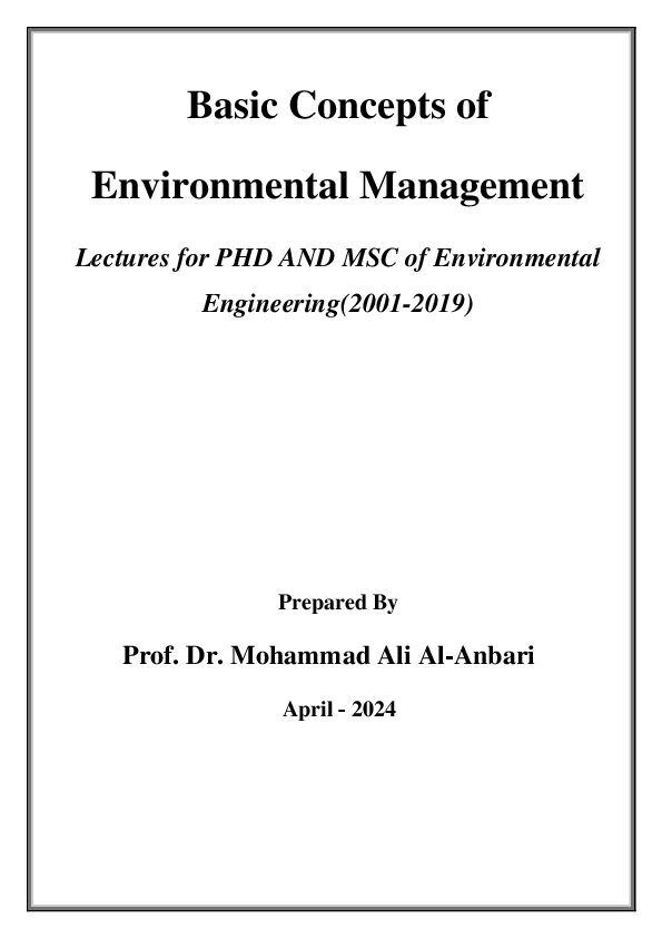 (PDF) Basic Concepts of Environmental Management