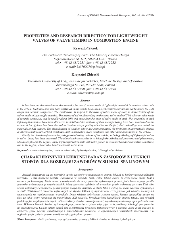 (PDF) Properties and research direction for lightweight valves of valve ...