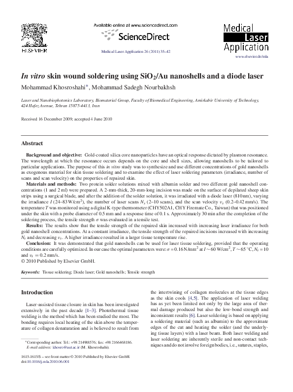 (PDF) In vitro skin wound soldering using SiO2/Au nanoshells and a ...