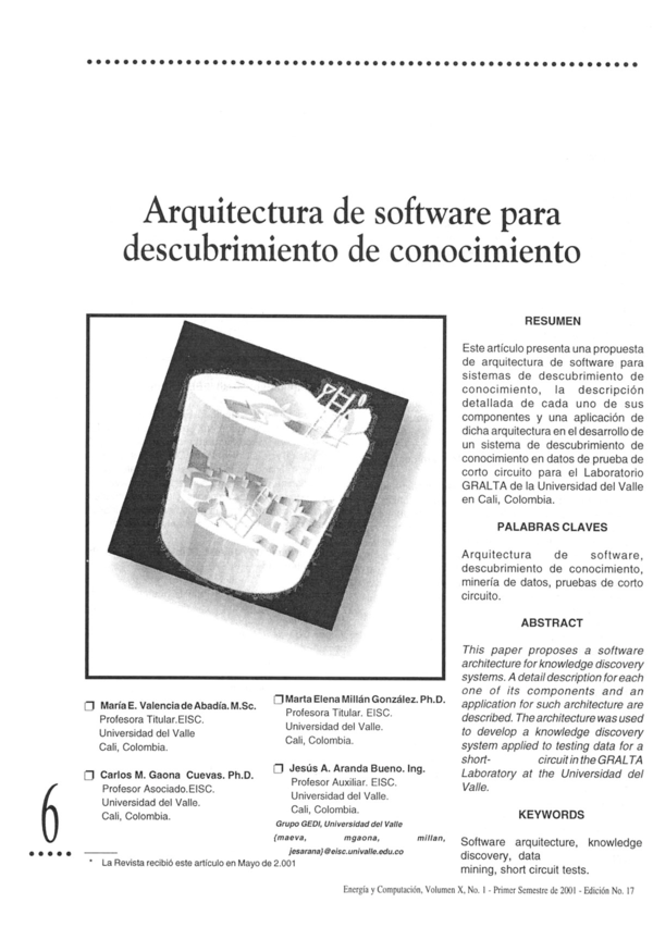(PDF) Arquitectura de software para descubrimiento de conocimiento