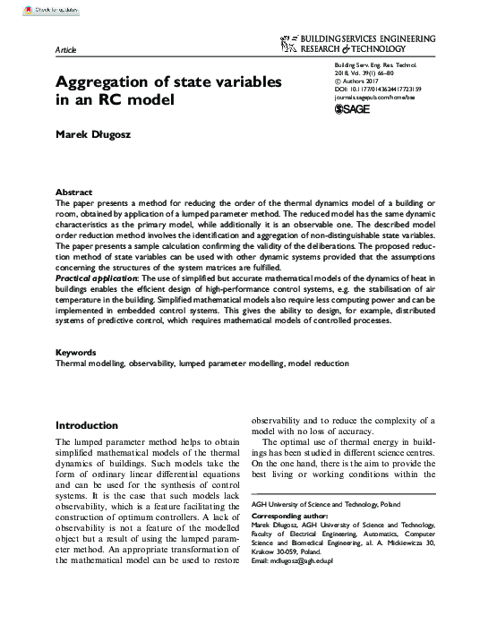 (PDF) Aggregation of state variables in an RC model