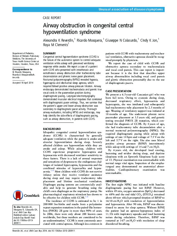 (PDF) Airway obstruction in congenital central hypoventilation syndrome