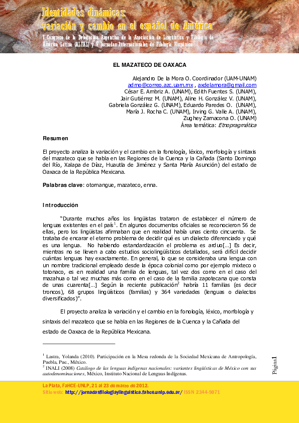 (PDF) El mazateco de Oaxaca