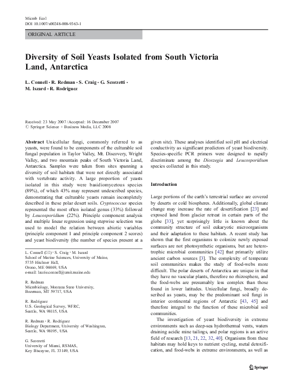 (PDF) Diversity of Soil Yeasts Isolated from South Victoria Land ...