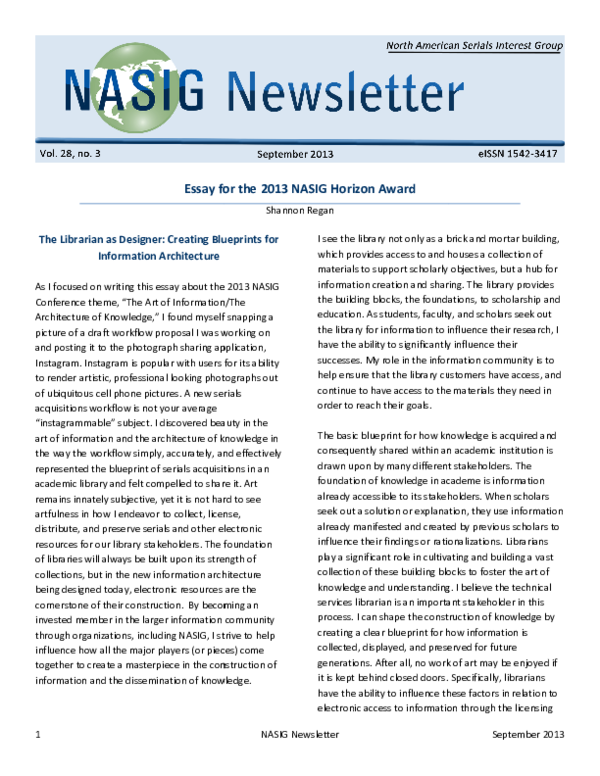 (PDF) Essay for the 2019 NASIG Horizon Award