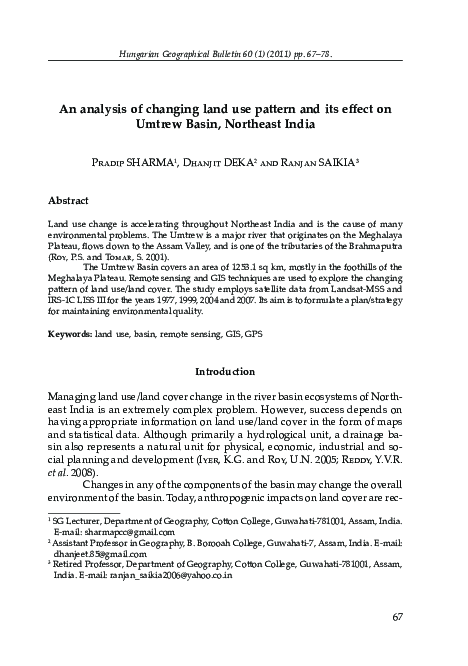 (PDF) An analysis of changing land use pattern and its effect on Umtrew ...