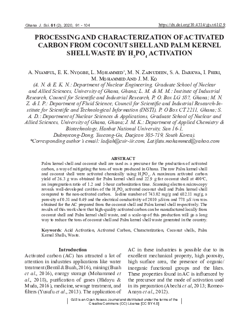 (PDF) Processing and Characterization of Activated Carbon from Coconut Shell and Palm Kernel ...