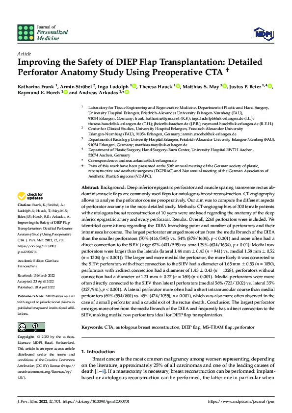 (PDF) Improving the Safety of DIEP Flap Transplantation: Detailed ...