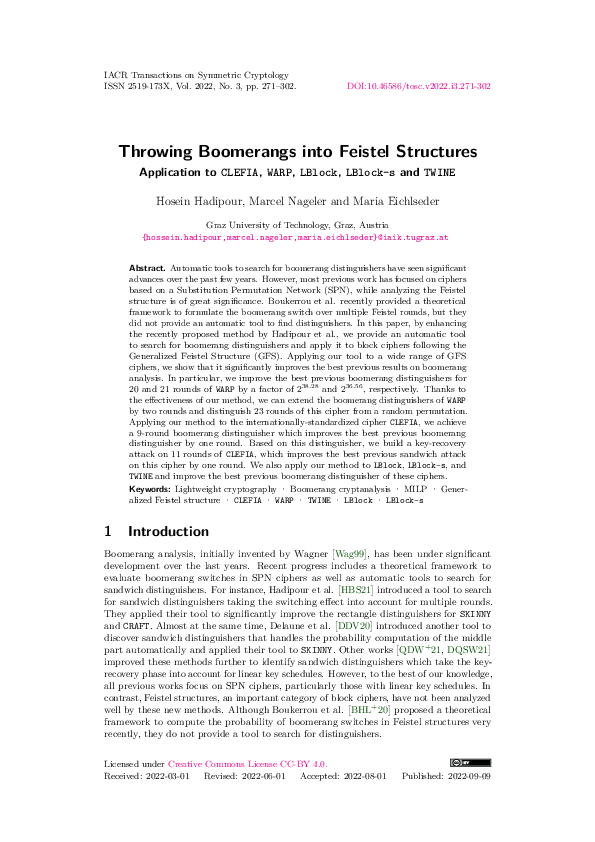 (PDF) Throwing Boomerangs into Feistel Structures