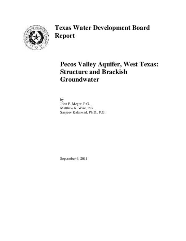 (PDF) Pecos Valley Aquifer, West Texas : structure and brackish groundwater