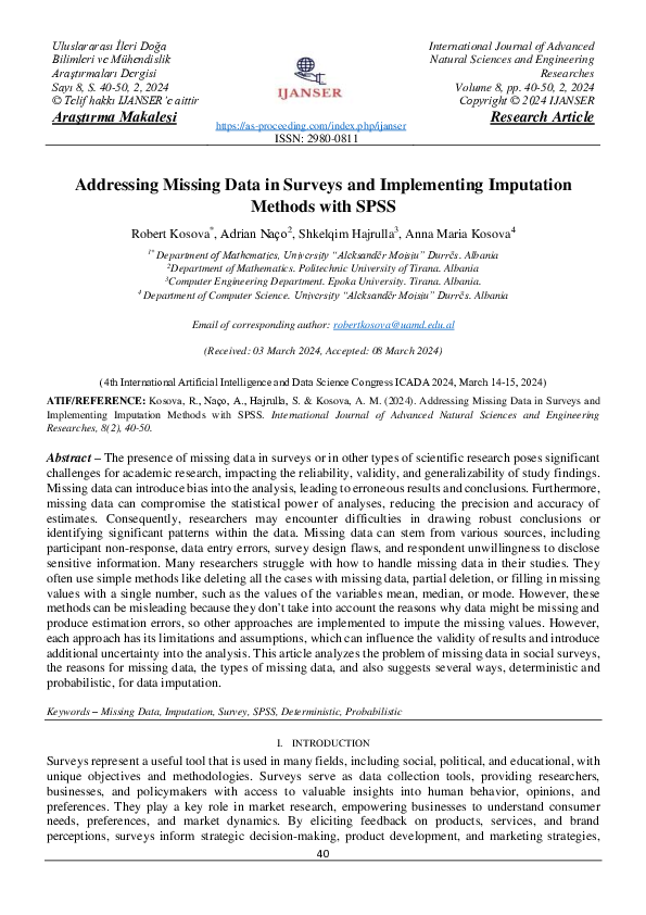 Pdf Addressing Missing Data In Surveys And Implementing Imputation Methods With Spss