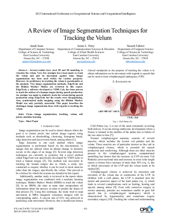 (PDF) A Review of Image Segmentation Techniques for Tracking the Velum