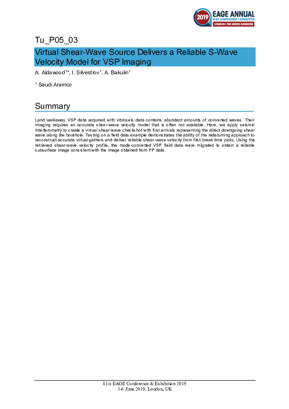 (PDF) Virtual Shear-Wave Source Delivers a Reliable S-Wave Velocity ...