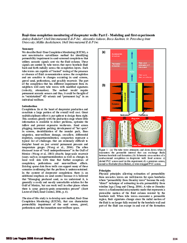 (PDF) Real‐time completion monitoring of deepwater wells: Part I — Modeling and first experiments