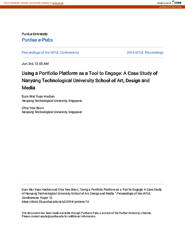 (PDF) Using a Portfolio Platform as a Tool to Engage: A Case Study of ...