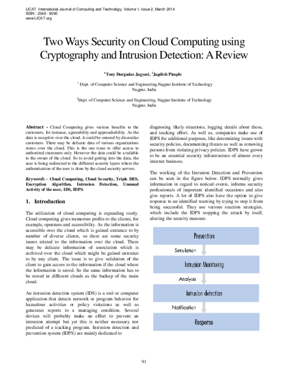 Pdf Two Ways Security On Cloud Computing Using Cryptography And