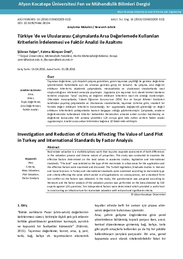 (PDF) Investigation and Reduction of Criteria Affecting The Value of ...