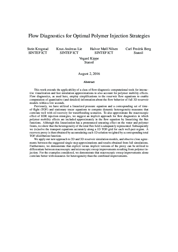 (PDF) Flow Diagnostics for Optimal Polymer Injection Strategies