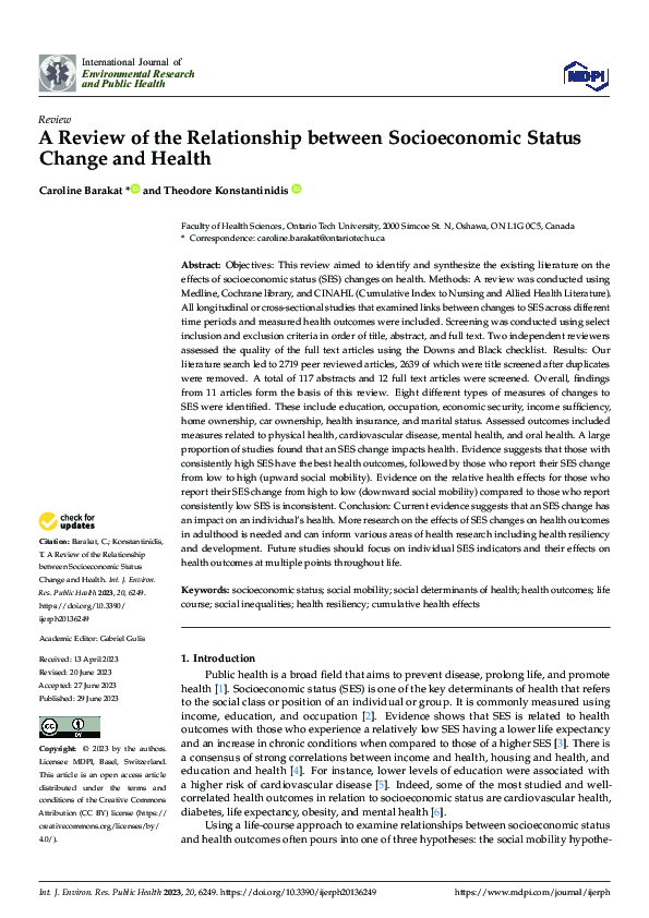 (PDF) A Review of the Relationship between Socioeconomic Status Change ...