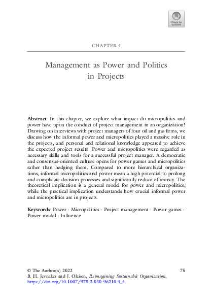 (PDF) Management as Power and Politics in Projects