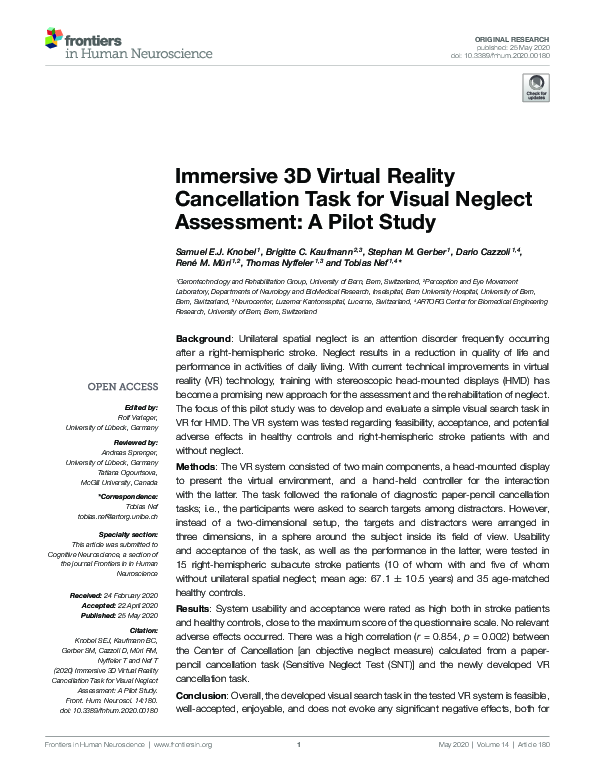 (PDF) Immersive 3D Virtual Reality Cancellation Task for Visual Neglect ...