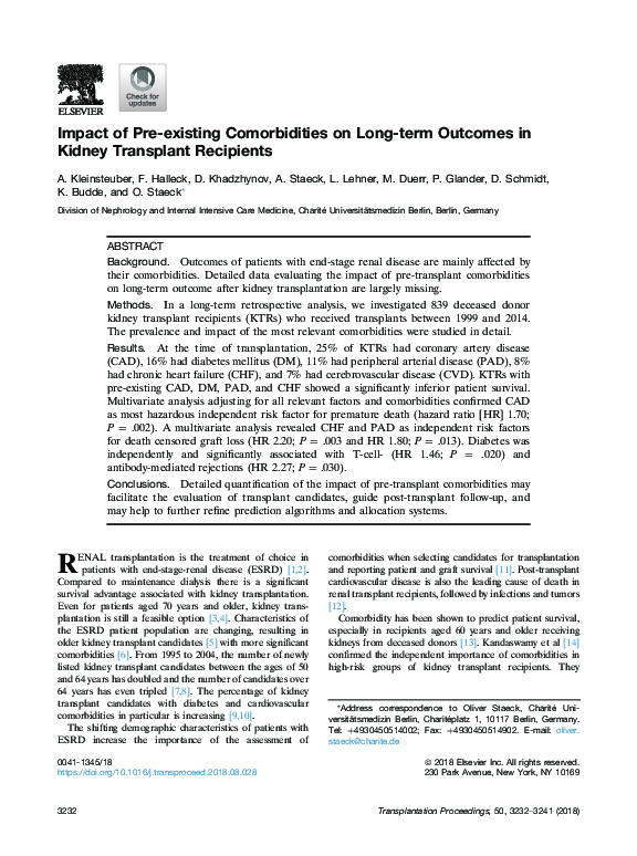(PDF) Impact of Pre-existing Comorbidities on Long-term Outcomes in ...