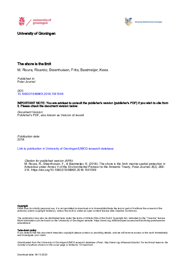 (PDF) The shore is the limit: marine spatial protection in Antarctica ...