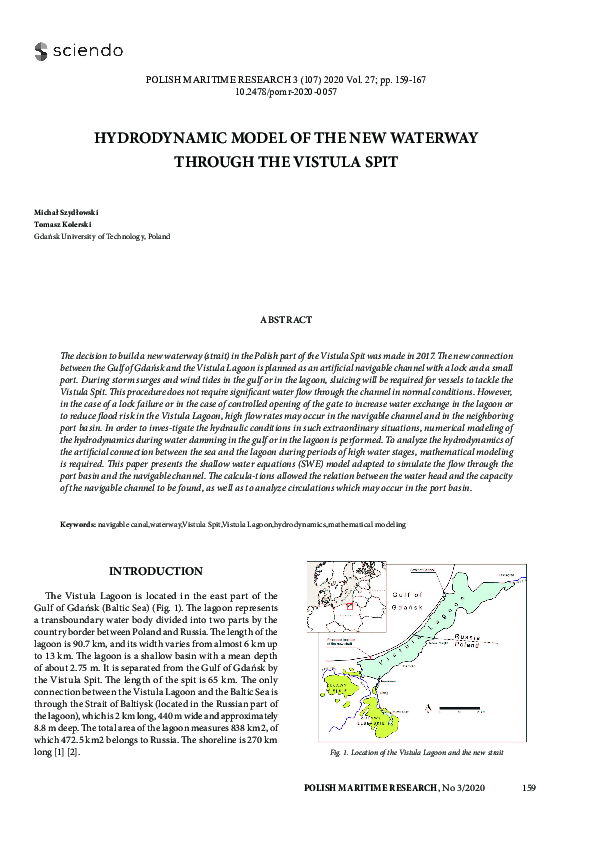(PDF) Hydrodynamic Model of the New Waterway Through the Vistula Spit ...
