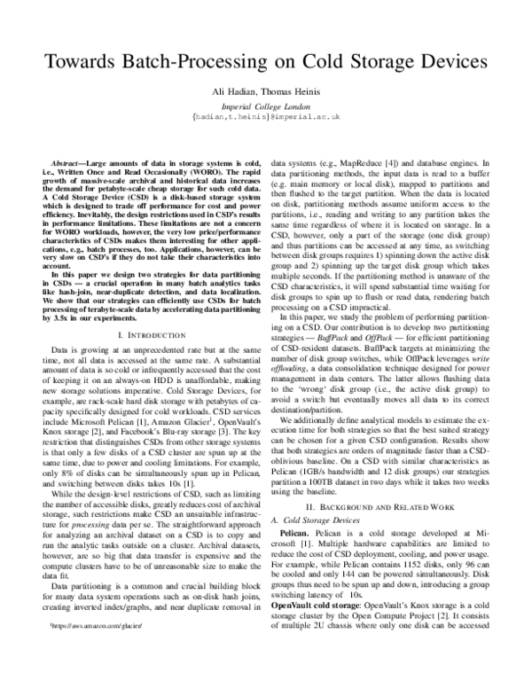 (PDF) Towards Batch-Processing on Cold Storage Devices