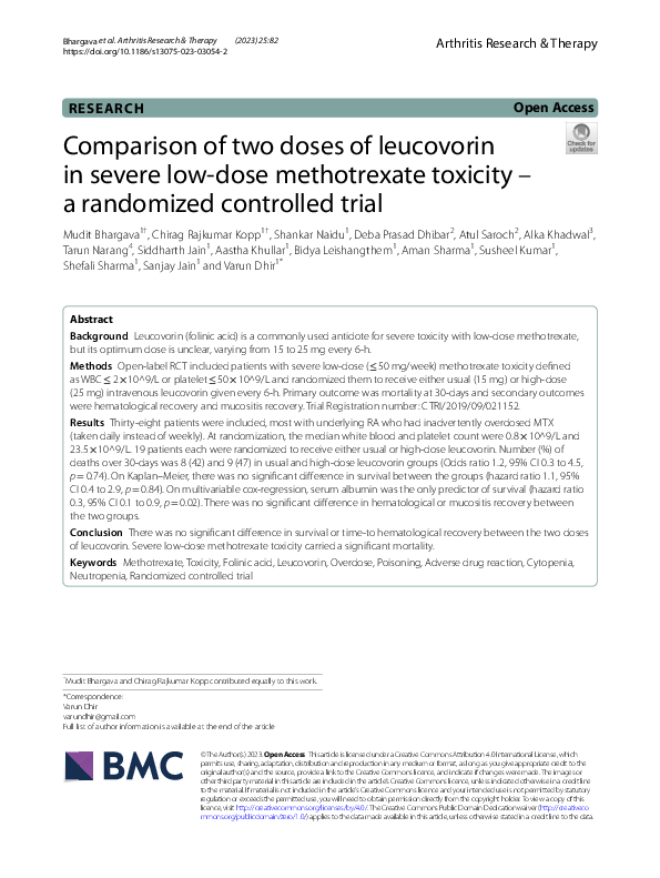(PDF) Comparison of two doses of leucovorin in severe low-dose ...