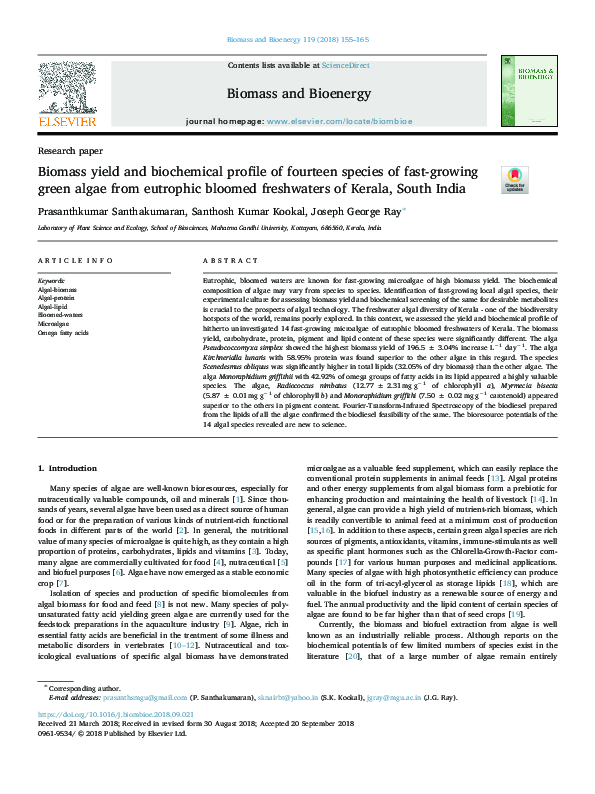 (PDF) Biomass yield and biochemical profile of fourteen species of fast ...