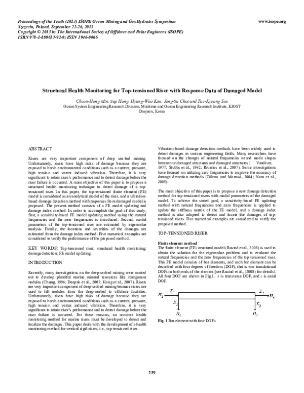 (PDF) Structural Health Monitoring for Top-tensioned Riser with Response Data of Damaged Model