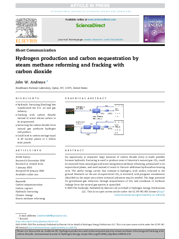 (PDF) Hydrogen production and carbon sequestration by steam methane ...