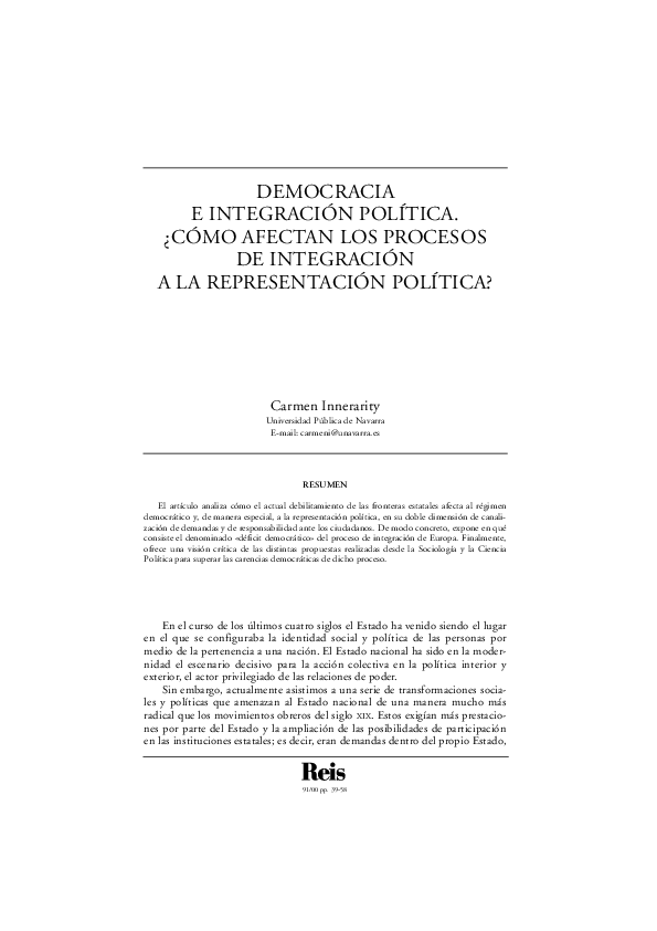 (PDF) Democracia e integración política. ¿Cómo afectan los procesos de ...