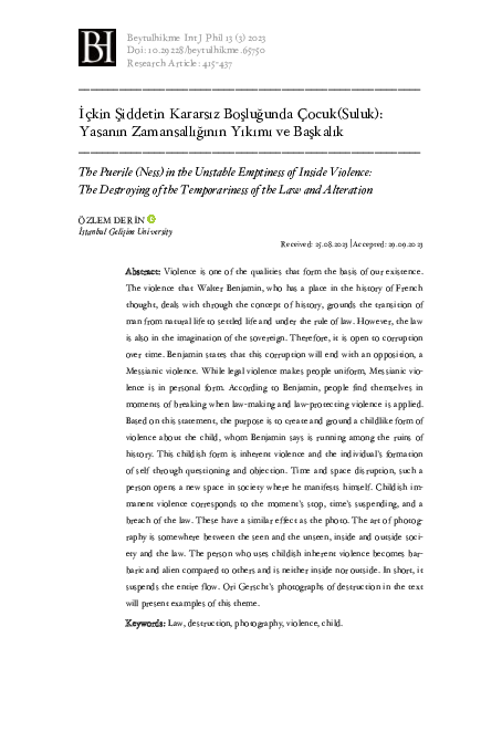 (PDF) The Puerile (Ness) in the Unstable Emptiness of Inside Violence ...