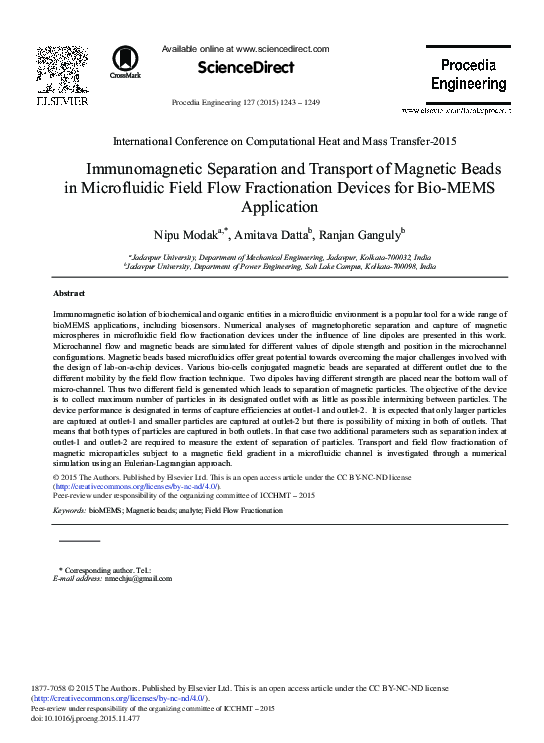 (PDF) Immunomagnetic Separation and Transport of Magnetic Beads in Microfluidic Field Flow ...