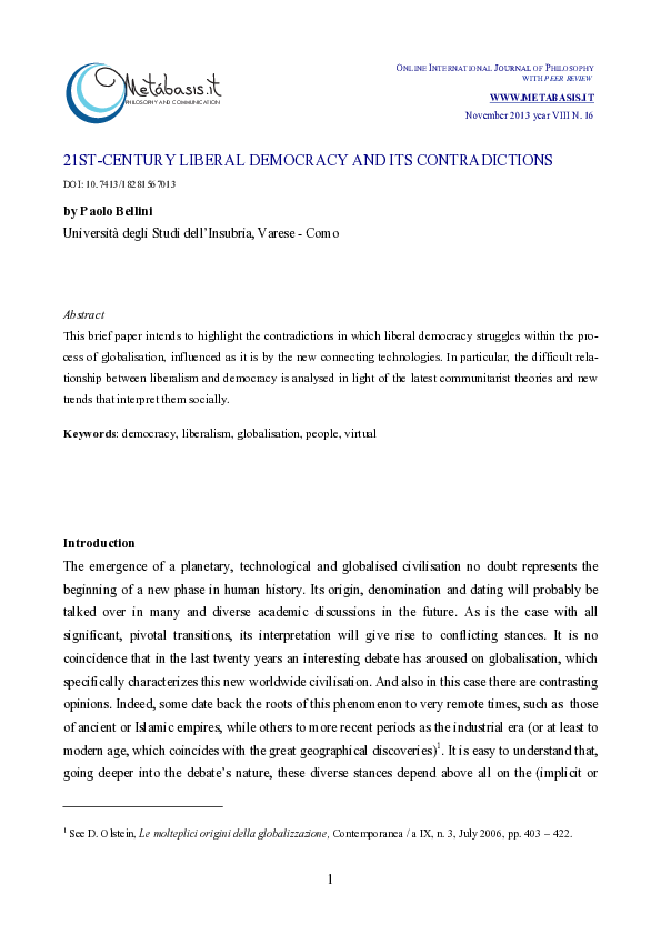 (PDF) 21ST-CENTURY Liberal Democracy and Its Contradictions