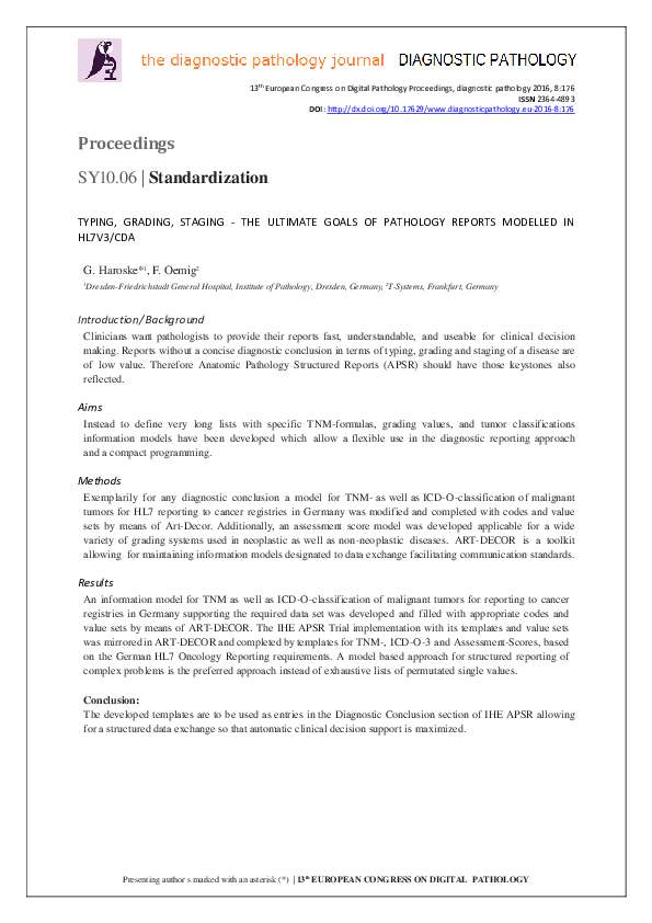 (PDF) Typing, Grading, Staging - The Ultimate Goals Of Pathology ...
