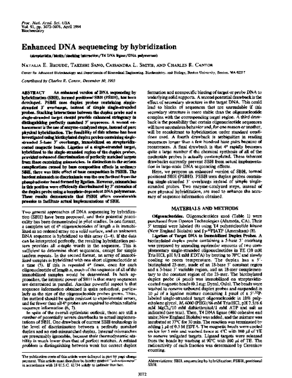 (PDF) Enhanced DNA sequencing by hybridization