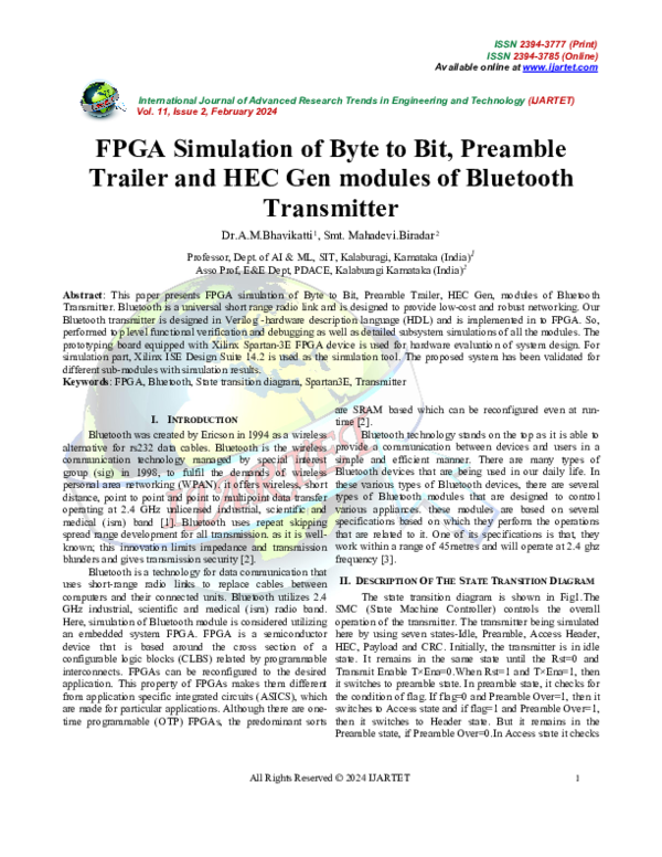 (PDF) FPGA Simulation of Byte to Bit, Preamble Trailer and HEC Gen ...