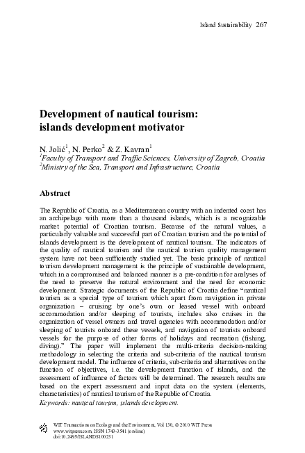 (PDF) Development of nautical tourism: islands development motivator