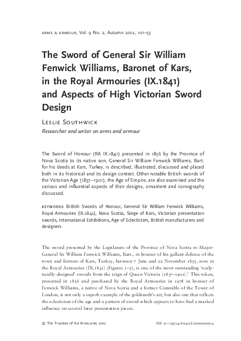 (PDF) The Sword of General Sir William Fenwick Williams, Baronet of ...