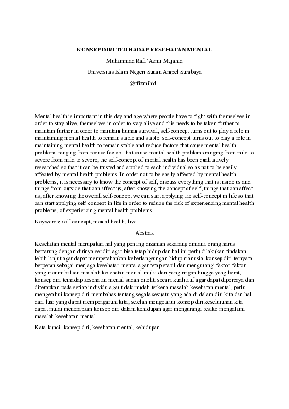 (PDF) KONSEP DIRI TERHADAP KESEHATAN MENTAL