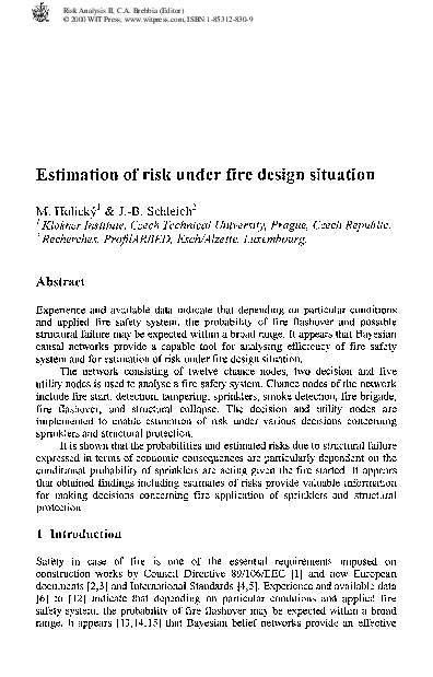 (PDF) Estimation Of Risk Under Fire Design Situation