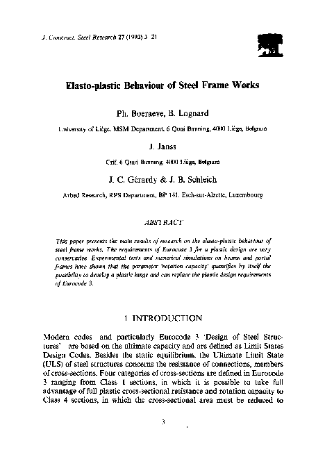 (PDF) Elasto-plastic behaviour of steel frame works