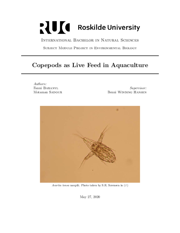 (PDF) Copepods as Live Feed in Aquaculture