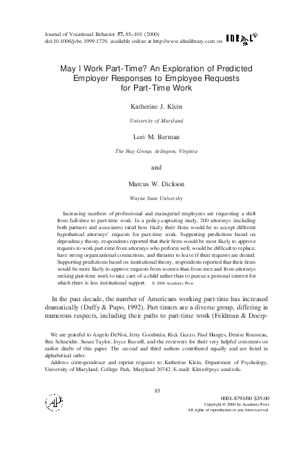 (PDF) May I Work Part-Time? An Exploration of Predicted Employer ...