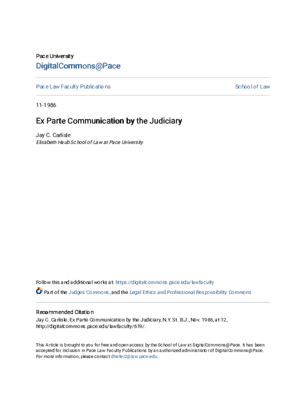 (PDF) Ex Parte Communication by the Judiciary