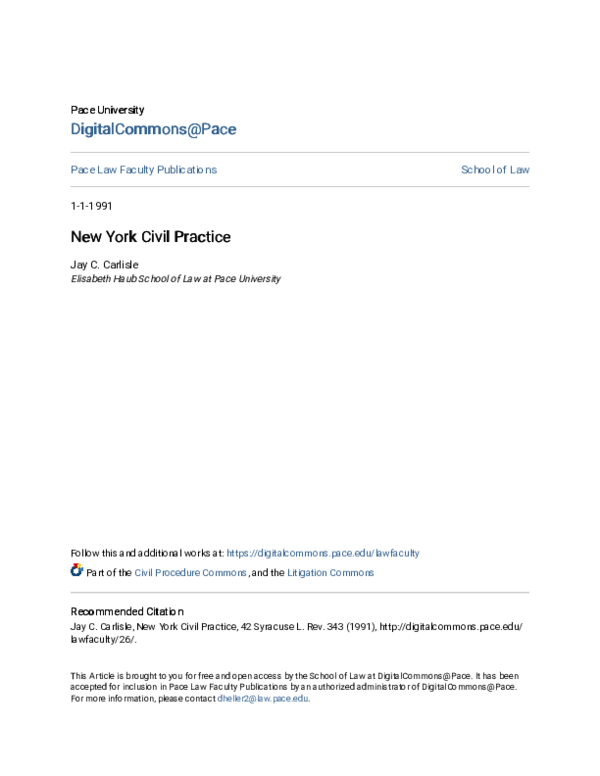 (PDF) New York Civil Practice
